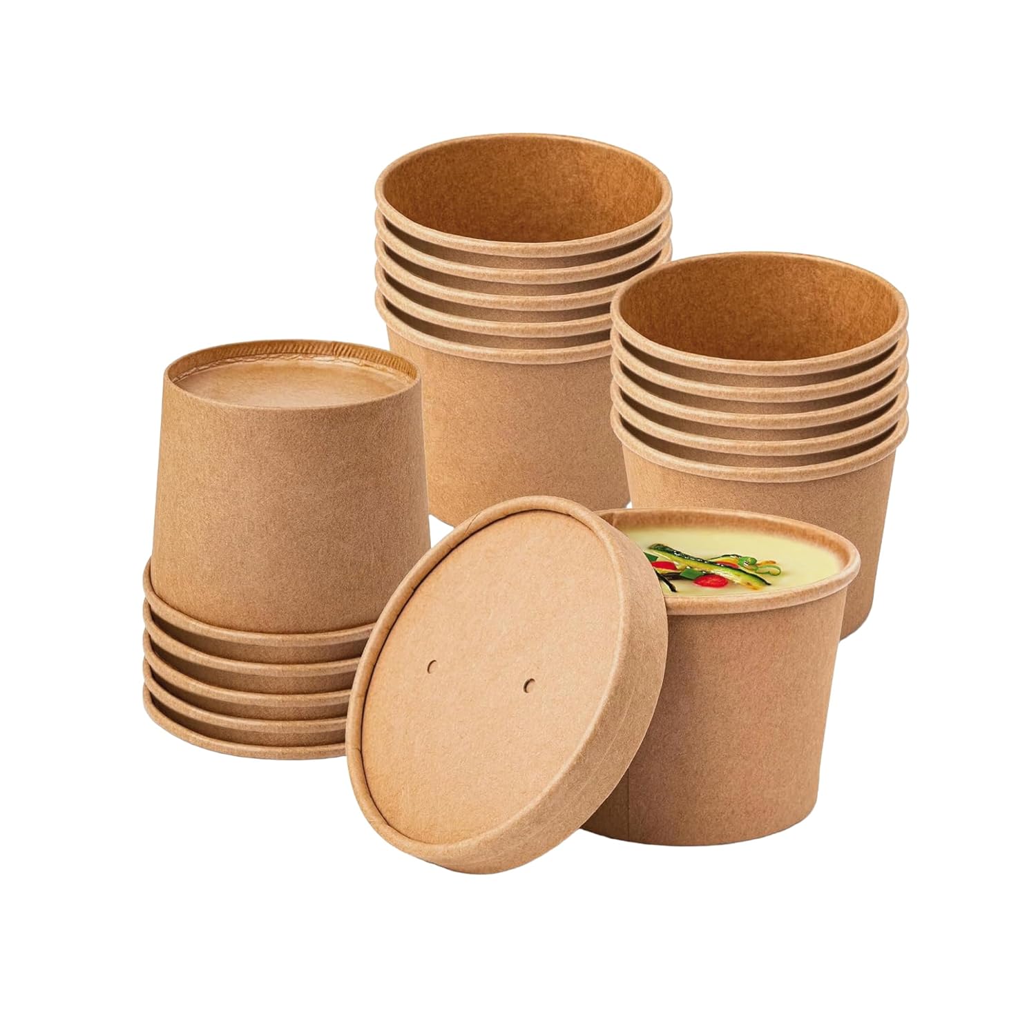 750 ml, 25 Count Brown Disposable Paper Container with Lid | Eco ...